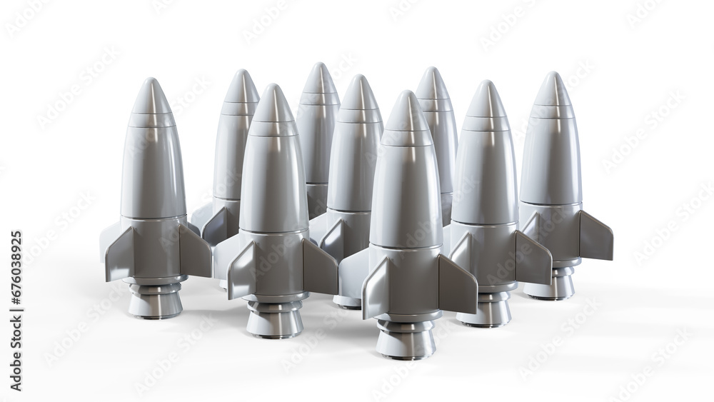 Underground military storage of 155mm artillery gun shells 3D rendering ...