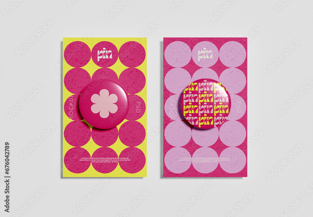 Glossy Pin with Packaging Mockups Stock Template | Adobe Stock