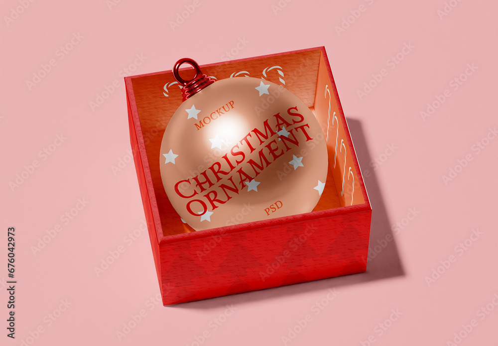 Christmas Tree Ball Inside a Box Mockup Stock Template | Adobe Stock