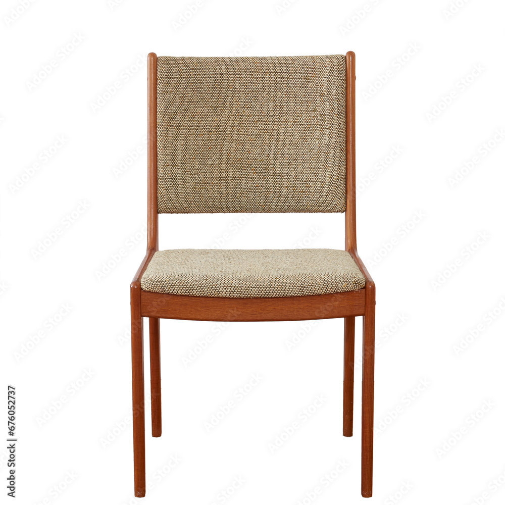 Mid-Century Modern mid-back chair with woven wool tweed upholstery ...