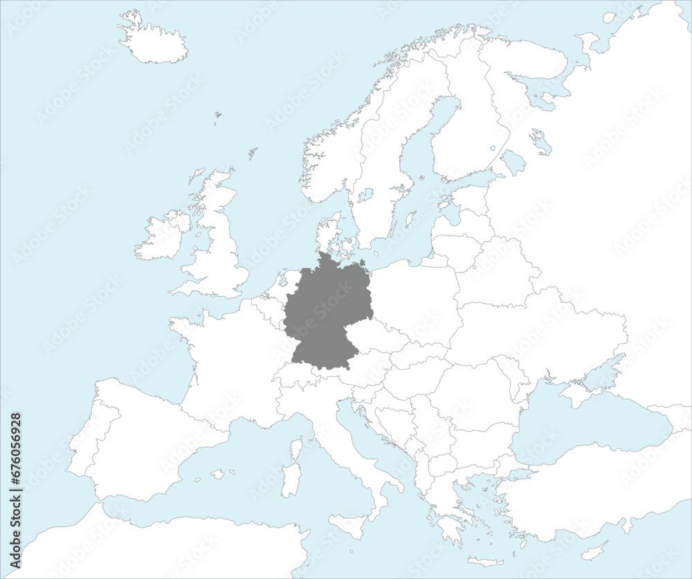 Gray CMYK national map of GERMANY inside detailed white blank political ...