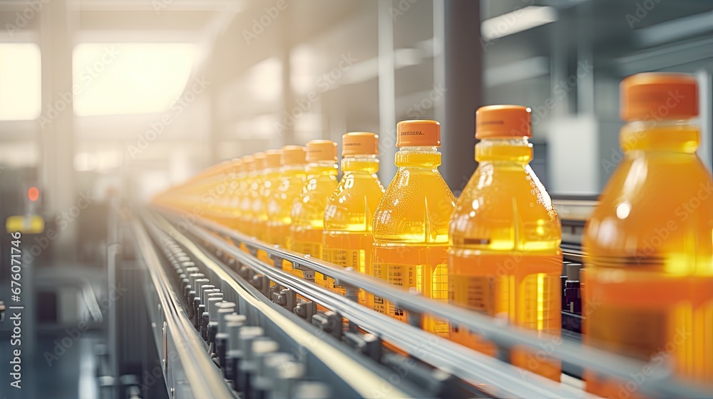 Automatic line for packing juices into glass or plastic containers ...