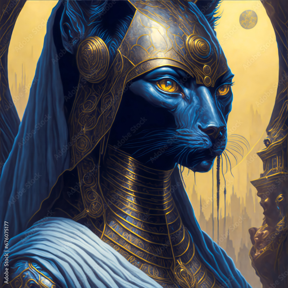 Bastet Goddess Represented as a Cat or Lioness, Patroness of the City ...