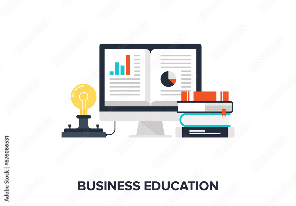 Abstract flat vector illustration of business education concept ...