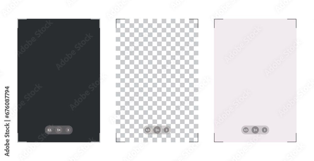 Phone photo camera frame viewfinder template. Vector illustrations set ...