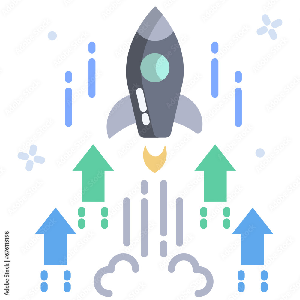Flat Startup launch icon Stock Vector | Adobe Stock