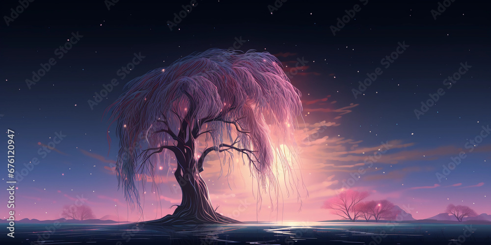 Willow in the Wind: A weeping willow tree animated with branches that ...