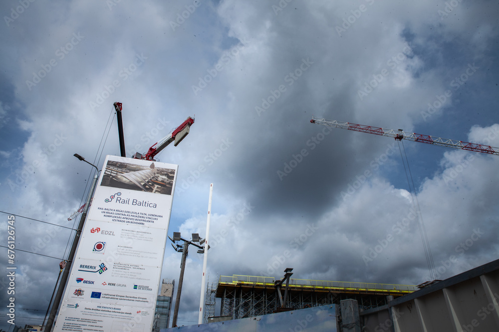 RIGA, LATVIA - AUGUST 19, 2023: Logo of Rail Baltica on their ...