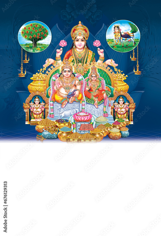 Obraz Lord Kubera and Goddess Lakshmi, Kubera Lakshmi, The Blessings of ... Obraz Lord Kubera and Goddess Lakshmi, Kubera Lakshmi, The Blessings of ...