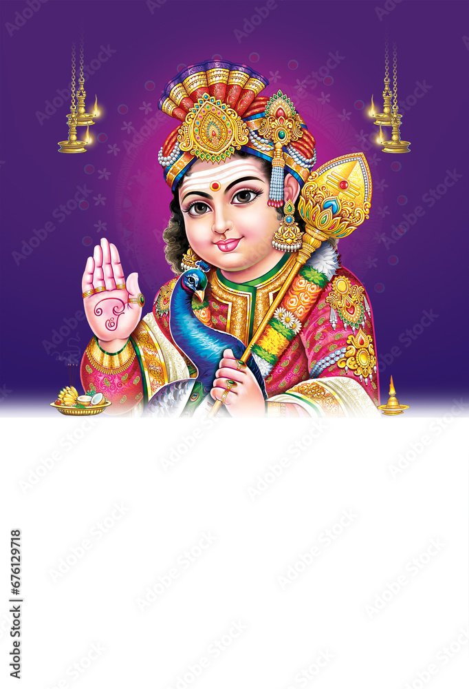 Hindu god bala murugan with peacock, Muruga, Shanmuga, Murugan digital ...