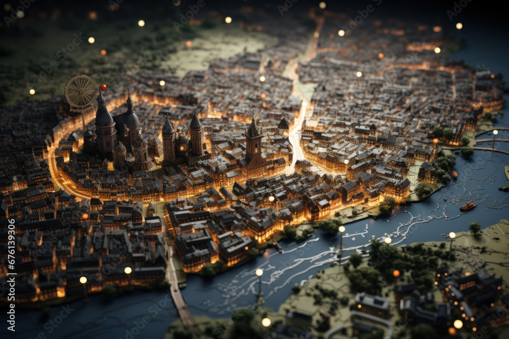 A map of an 18th-century city, highlighting the urban development and ...
