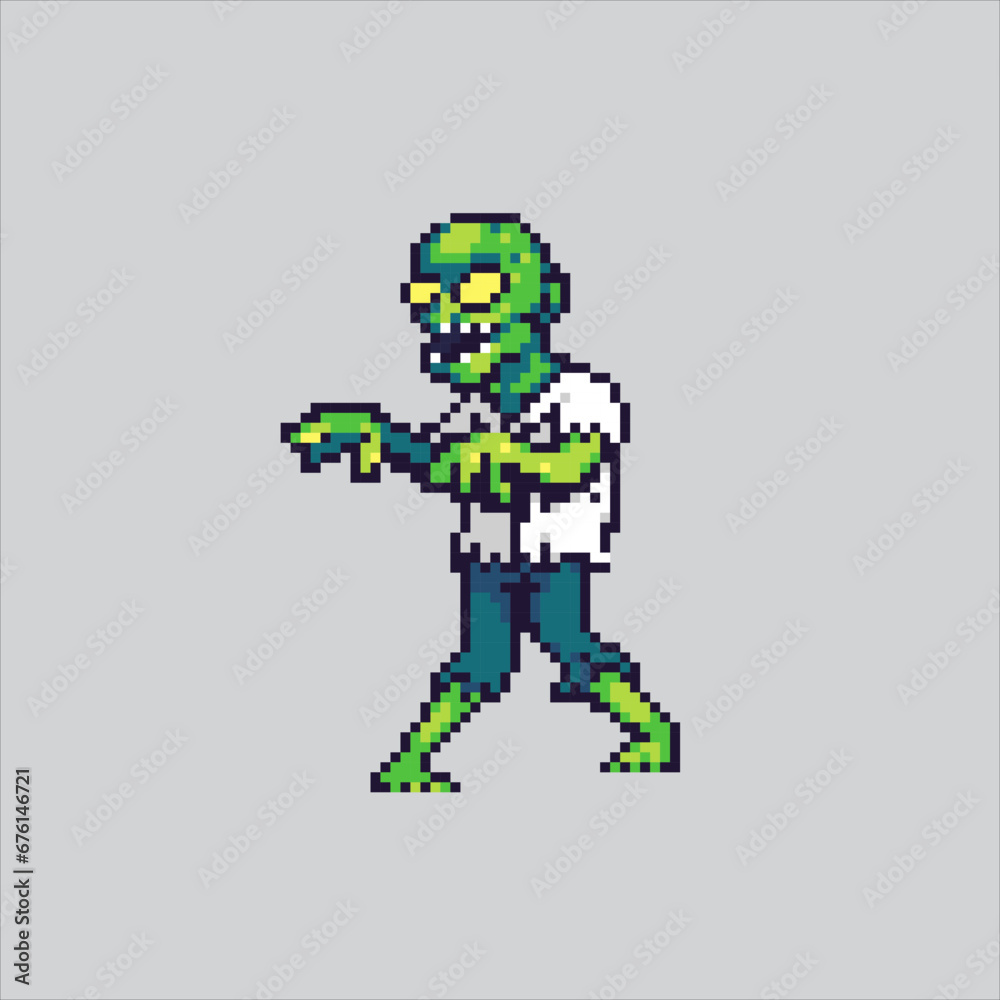 Pixel art illustration Spooky zombies. Pixelated zombie. Scary Spooky ...