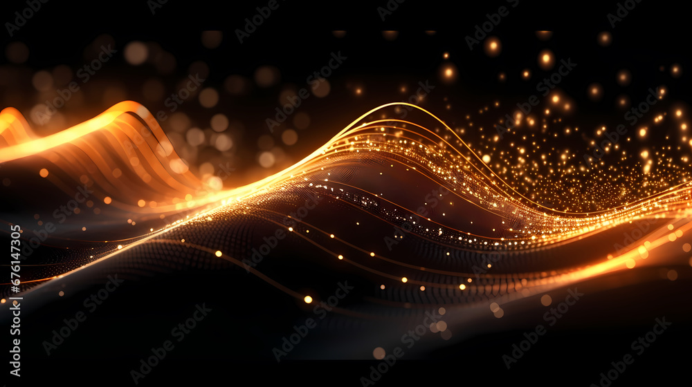 Abstract digital wave particle poster web page PPT background Stock ...