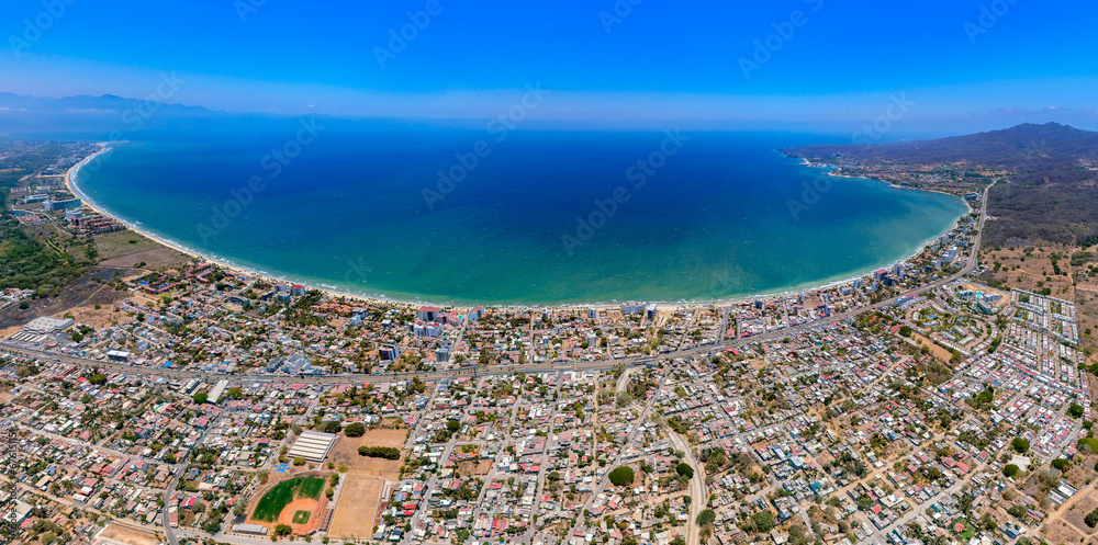 Amazing aerial view of Bucerias town in Riviera Nayarit Stock Photo ...