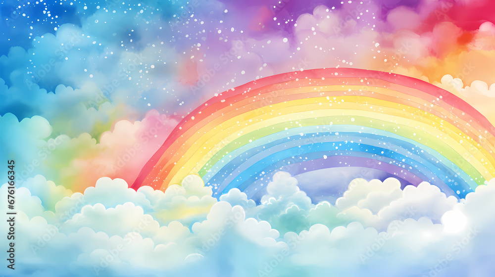 Cartoon abstract watercolor rainbow poster web page PPT background ...