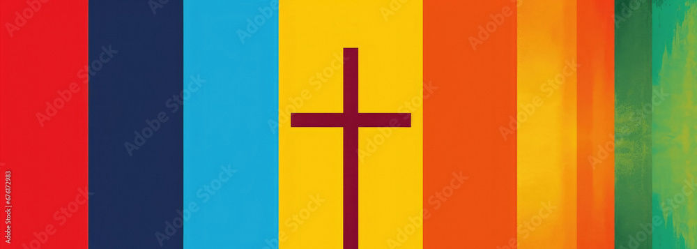 Mosaic style Christian poster of the cross of Jesus Christ - in a rich ...