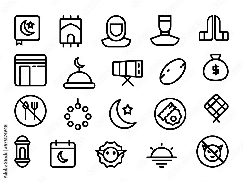 Ramadan Icon Pack in Outline Style. Perfect for Websites, Landing Pages ...
