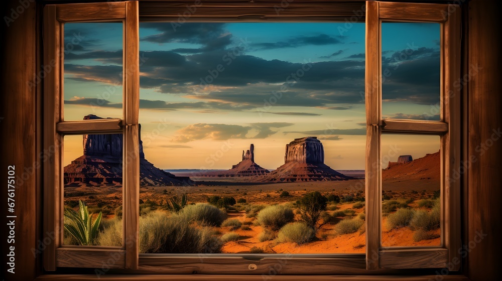Window Lookout In The Arizona Desert Sunny Lanscape. Generated with AI ...