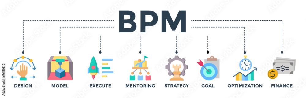BPM web icon vector illustration concept of business process management ...