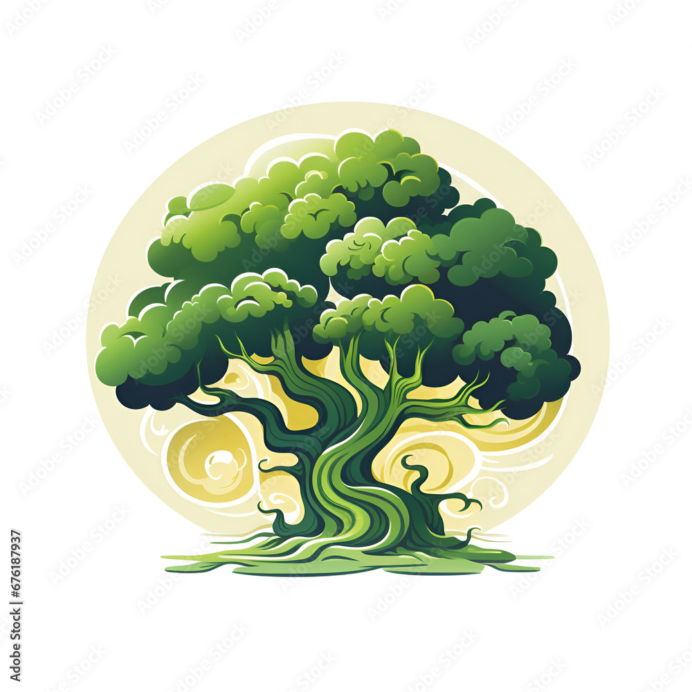 Giant Tree Green Tree Tree of Life Cartoon Style Illustration No ...