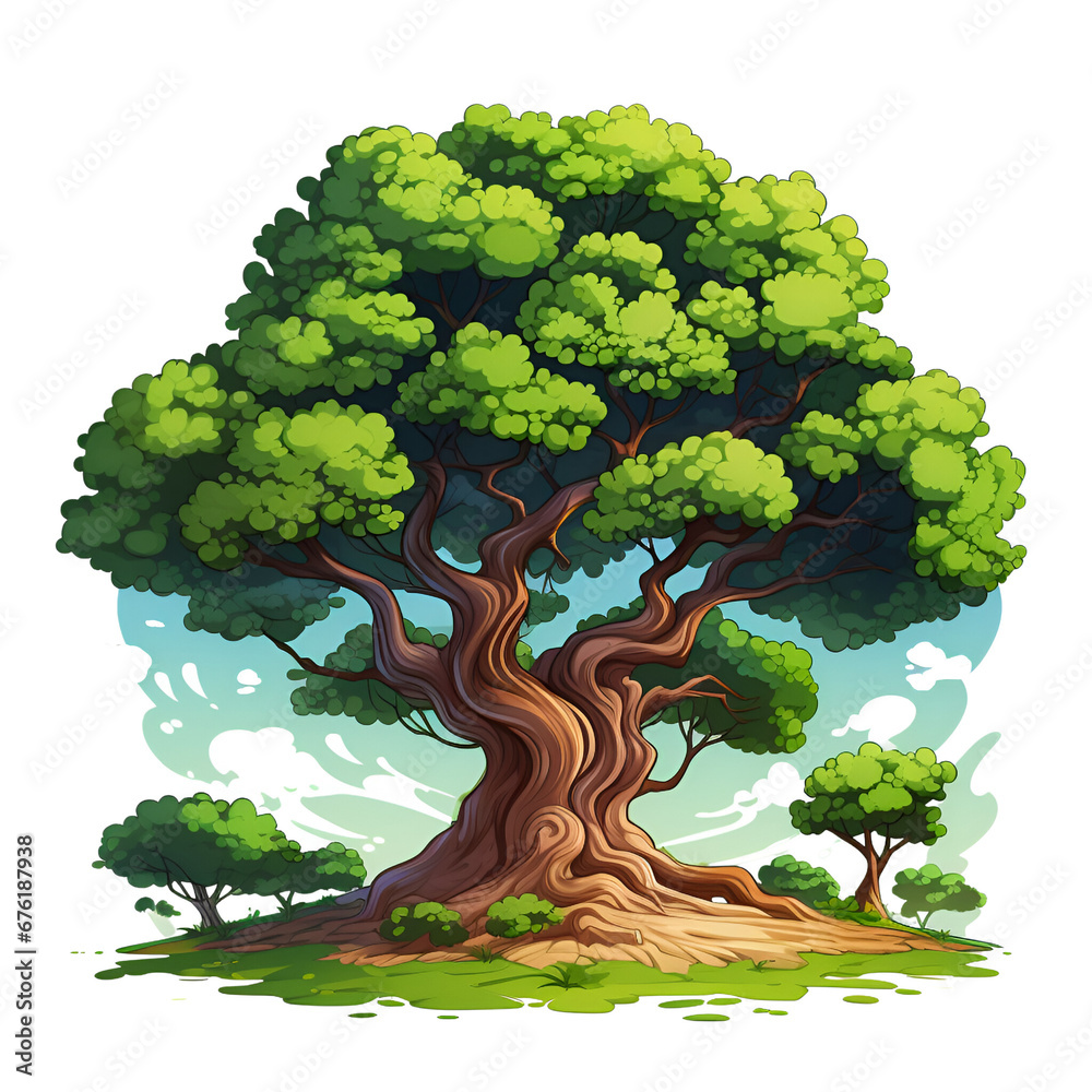 Giant Tree Green Tree Tree of Life Cartoon Style Illustration No ...
