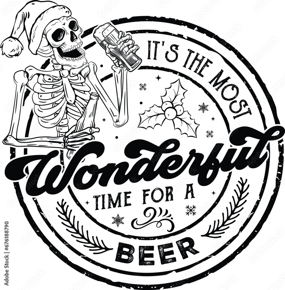 Skeleton silhouette, It's The Most Wonderful Time For A Beer Svg, Dead ...
