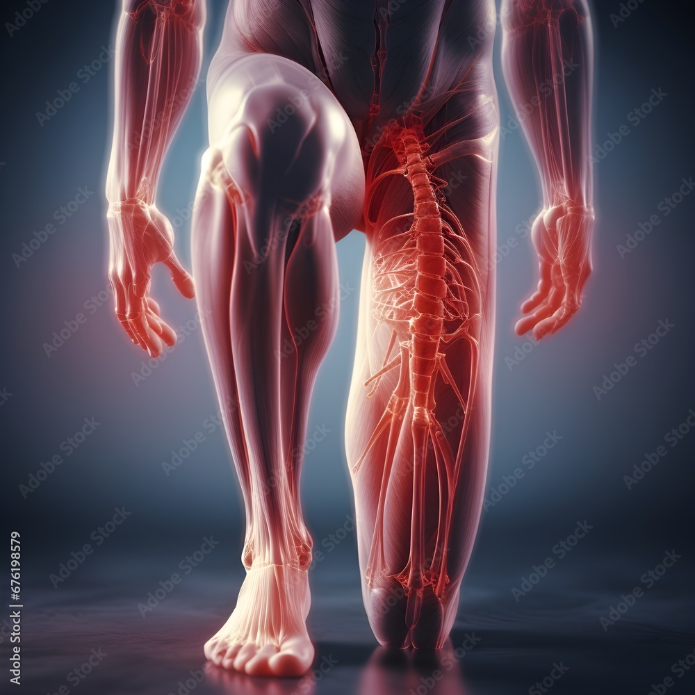 Human leg muscle and blood vessel structure Stock Illustration | Adobe ...