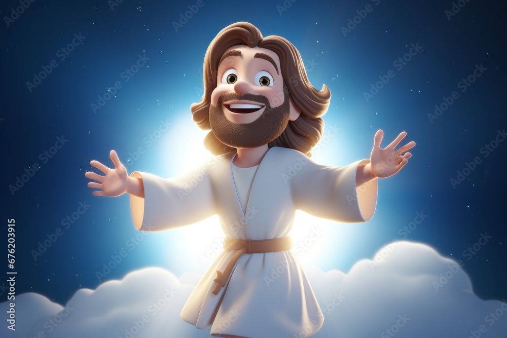 Comic Jesus of Nazareth Illustration in a blessing pose Christian Son ...