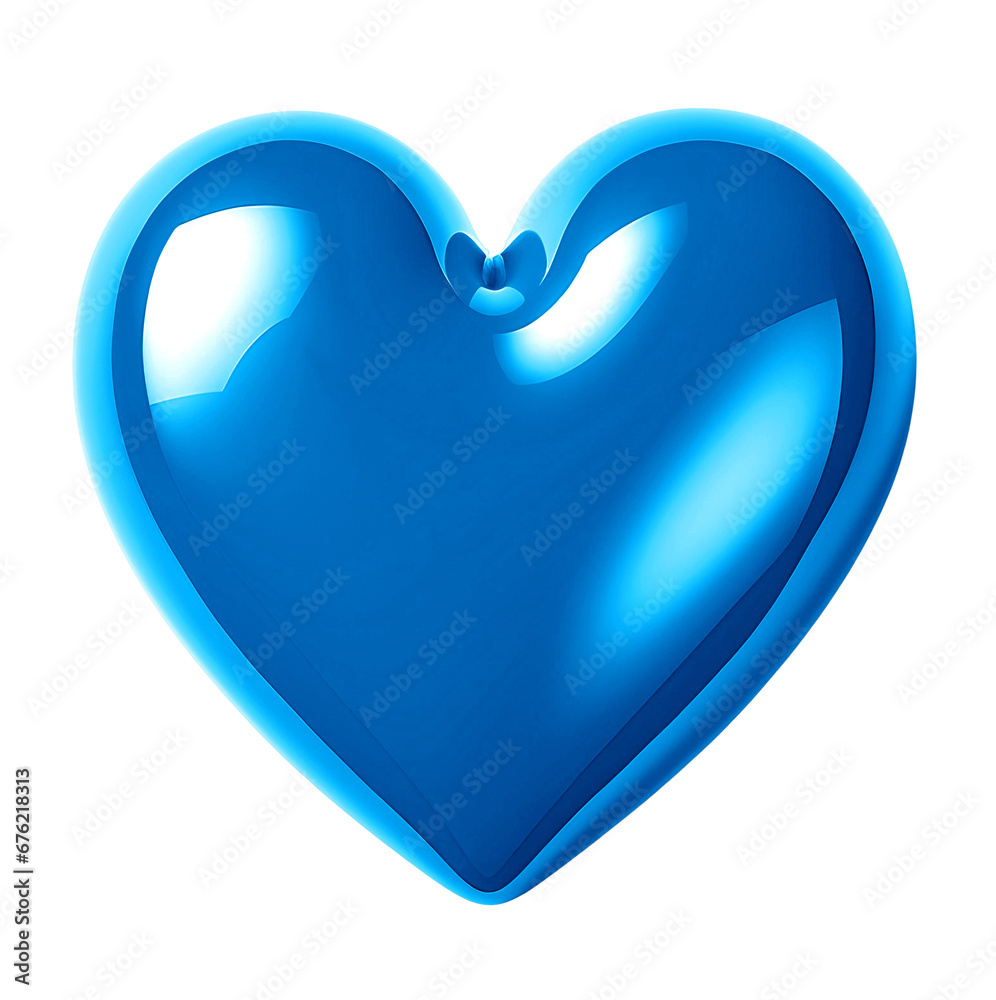 3D blue heart icon. Love, valentine's day. Isolated on white or ...