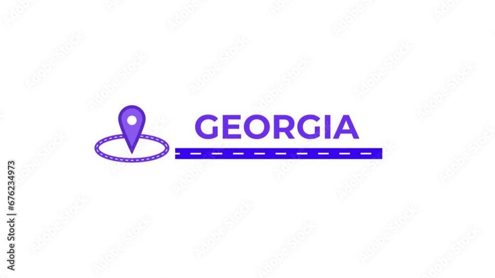 Georgia location name maps icon animation. Alpha matte with transparent ...