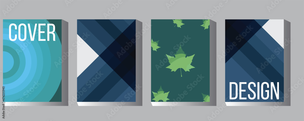 Abstract blue color cover design template. Geometric gradient ...