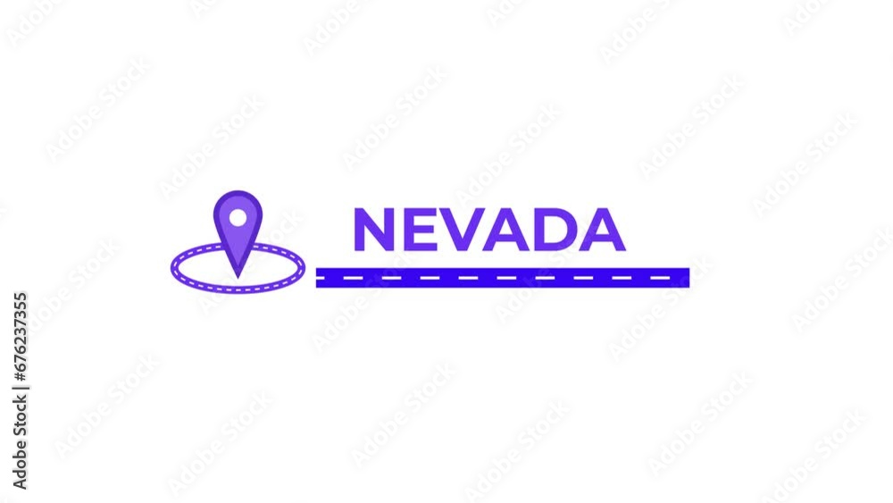 Nevada location name maps icon animation. Alpha matte with transparent ...