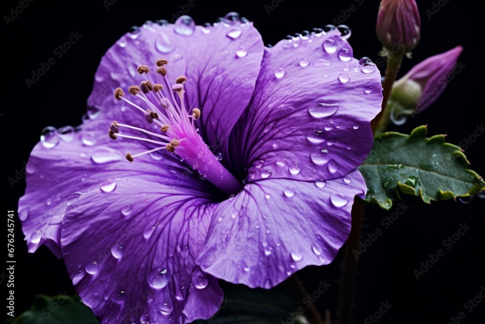 Purple flower with water drops Purple flower, Water drops, Floral ...