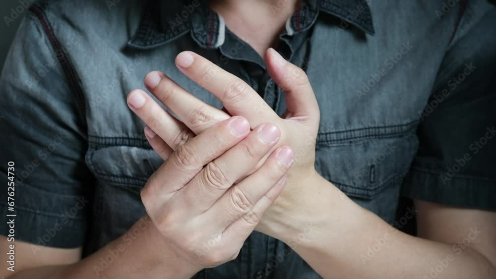 Hands of computer users have pain and injury to the fingers. From ...