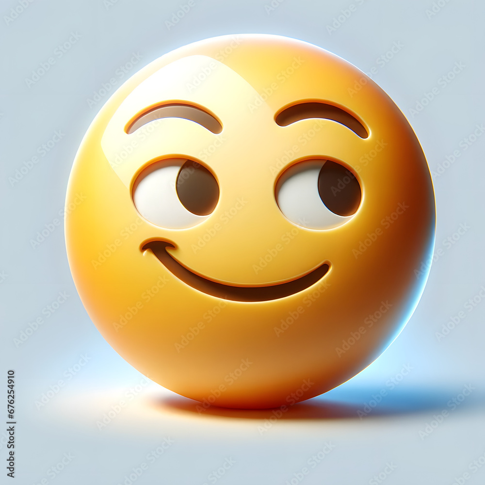Fabricate a 3D icon of an 'amused' emoji for office presentations or ...