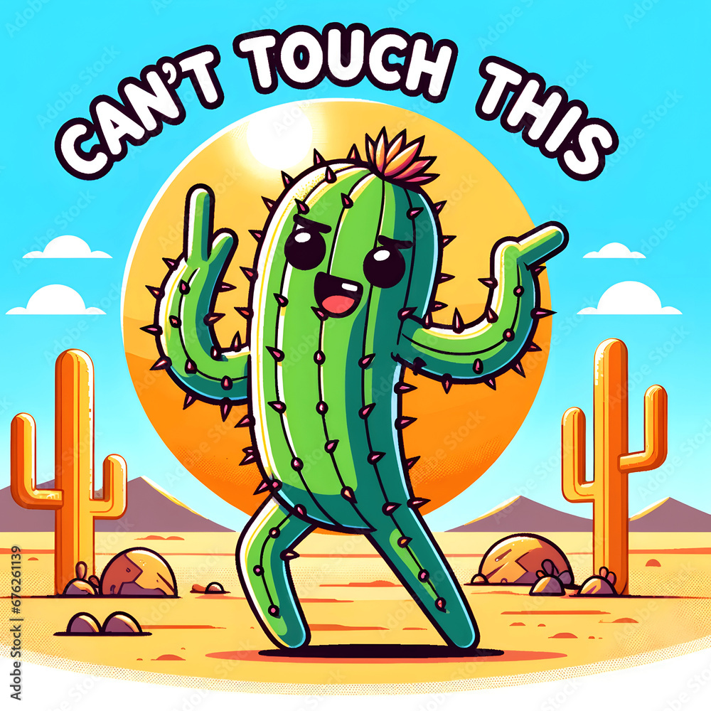 Vector clipart of a cartoon cactus in a dance pose with the meme text ...