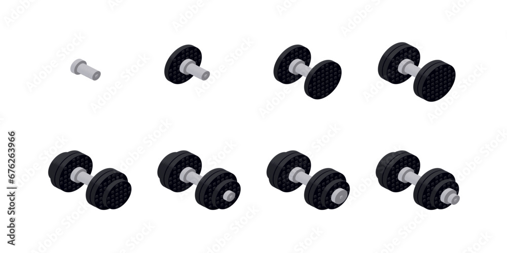 Step-by-step instructions for assembling a dumbbell. Vector Stock ...