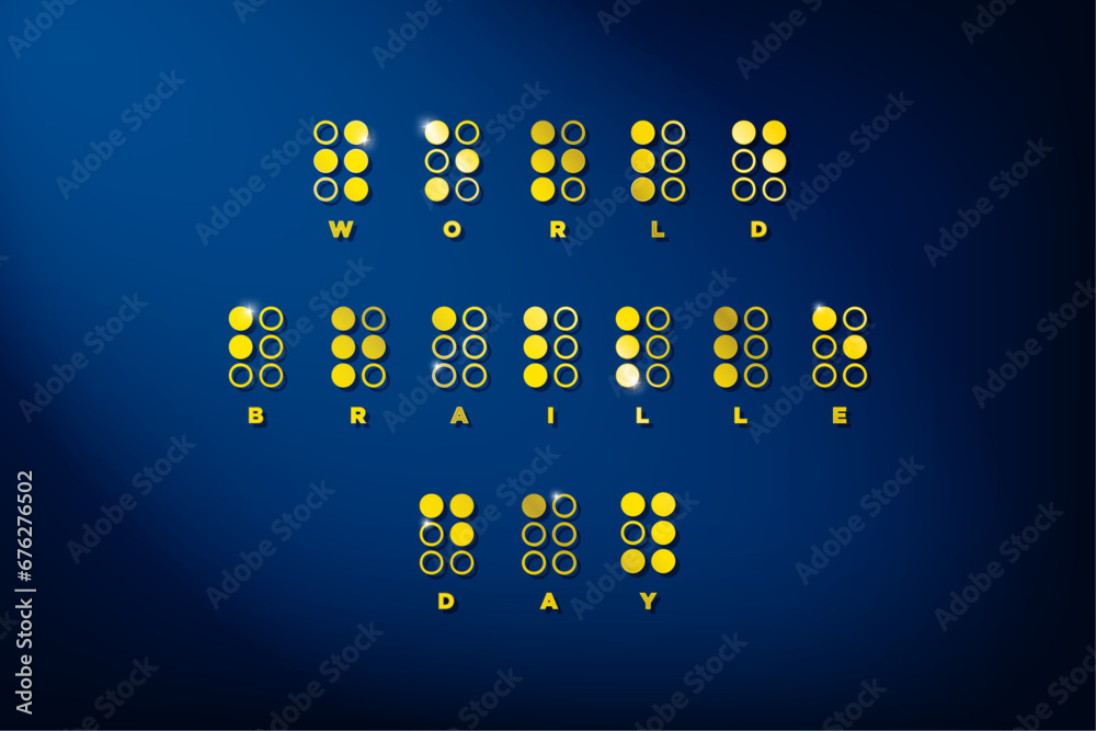 World Braille Day Gold And Blue Braille Language Greeting Banner. Happy ...
