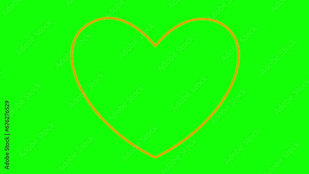 Animated orange linear pounding heart. Looped video of beating heart ...