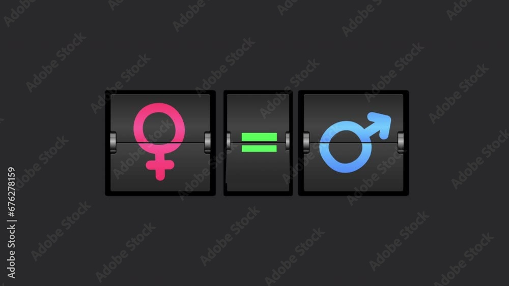Gender equality concept as flip board turning from unequal to equal ...