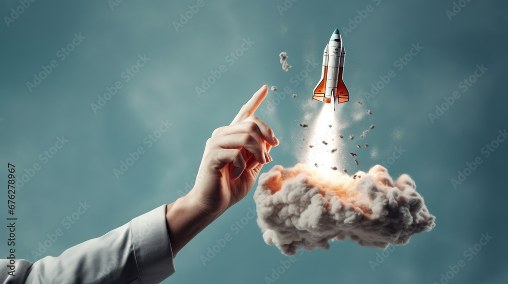 startup 2024 rocket run on hand isolated white. Stock Photo | Adobe Stock