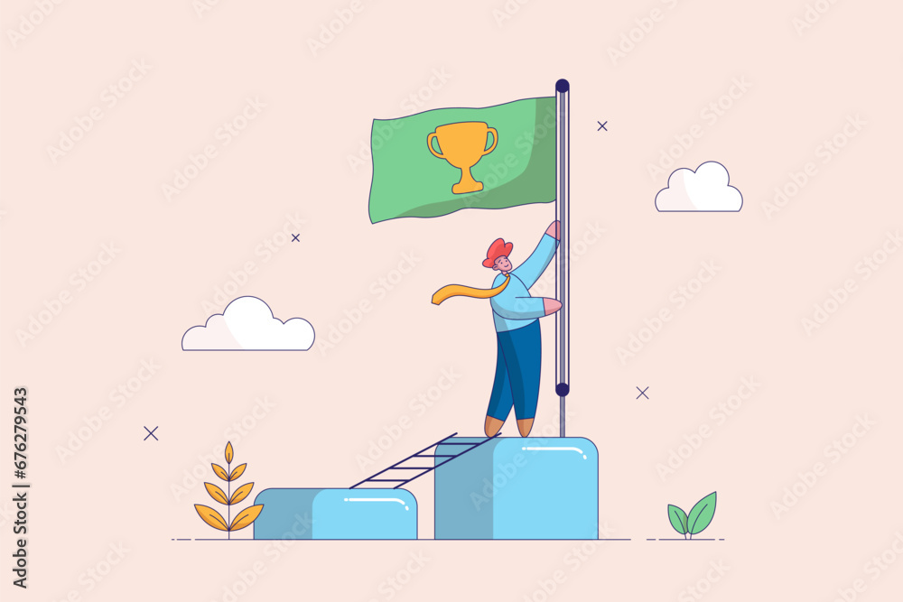 Step to grow business concept. Growth journey, career path. Ladder of ...