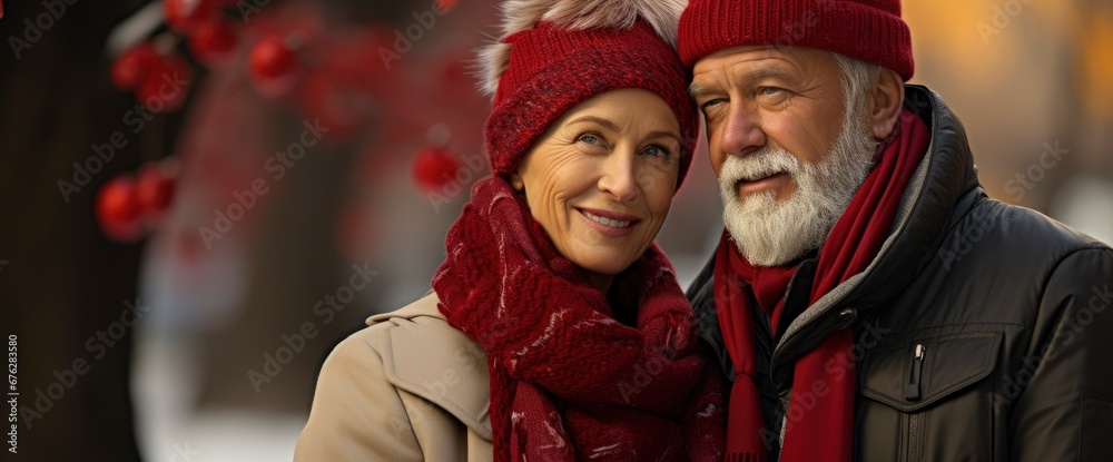 Old Couple Warm Wear Winter Park , Background Image For Website ...