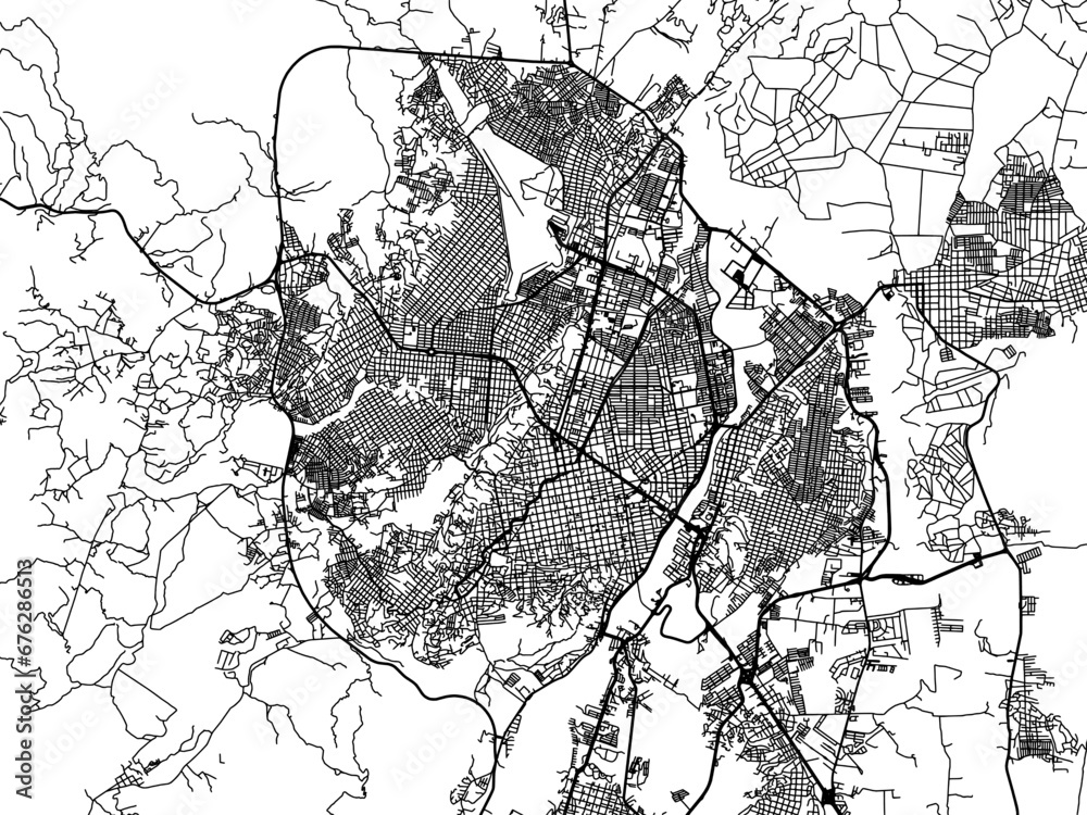 Vector road map of the city of Cucuta in Colombia with black roads on a ...