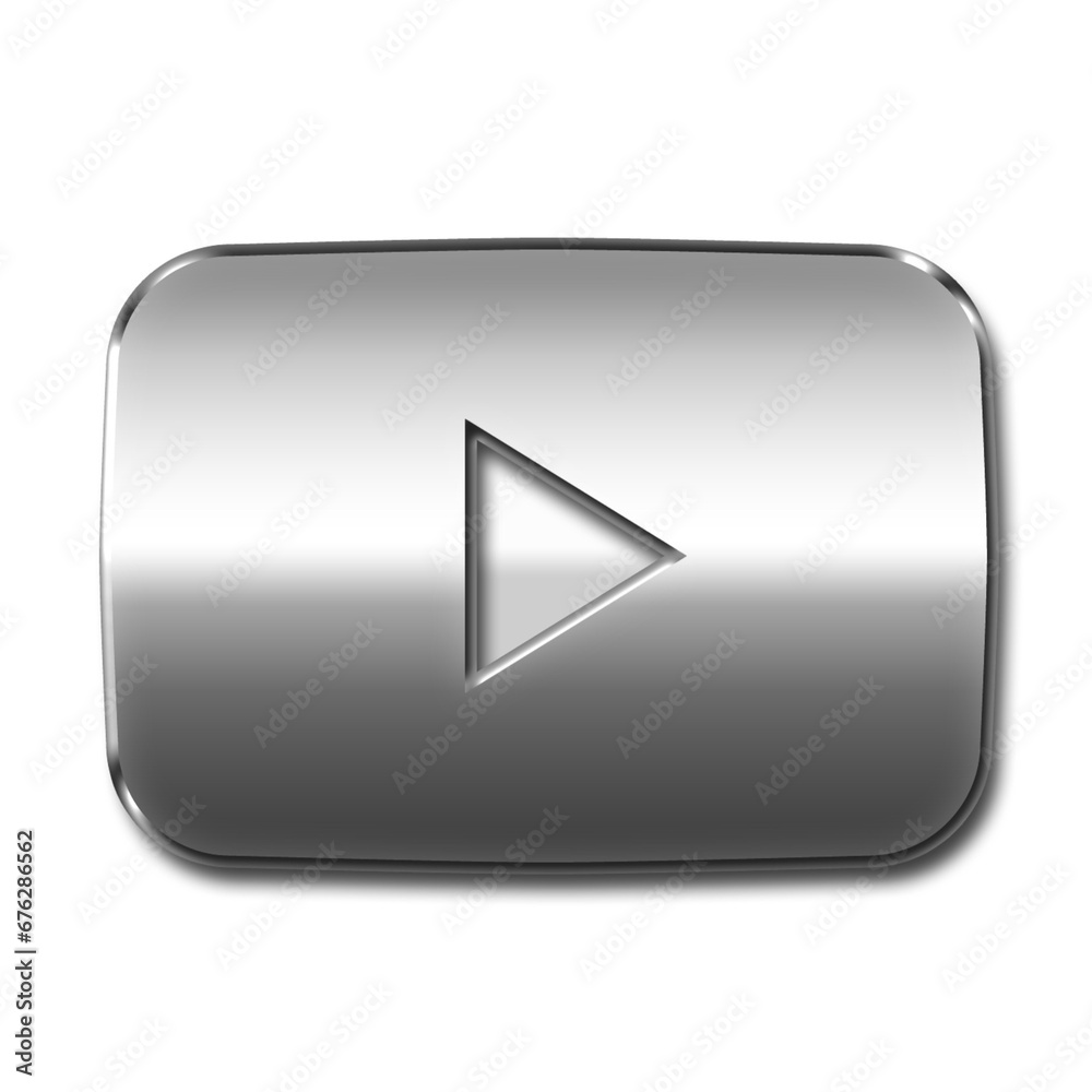 youtube play button 3d symbol vector template silver play button ...