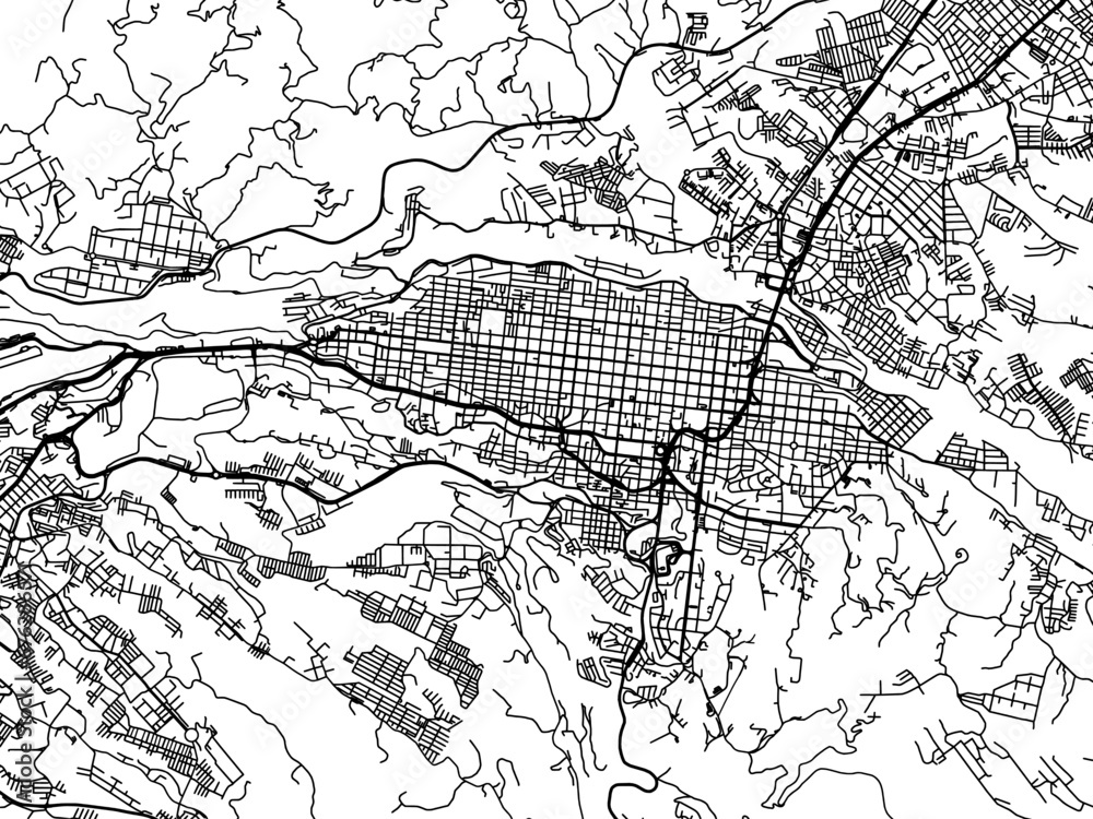 Vector road map of the city of Pereira in Colombia with black roads on ...
