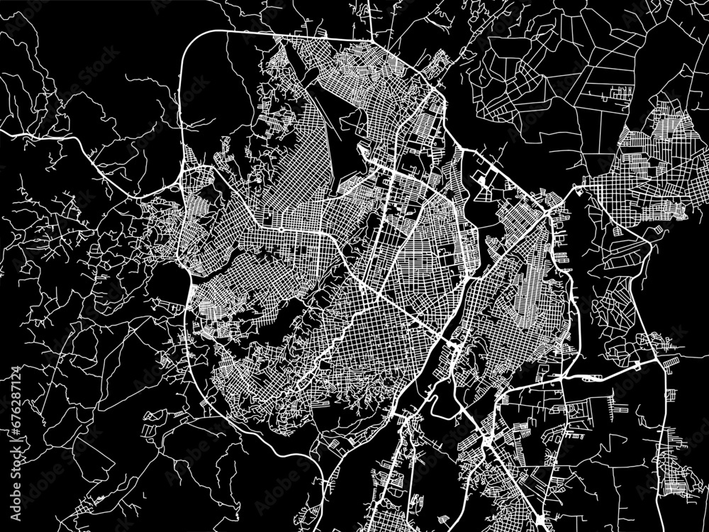 Vector road map of the city of Cucuta in Colombia with white roads on a ...