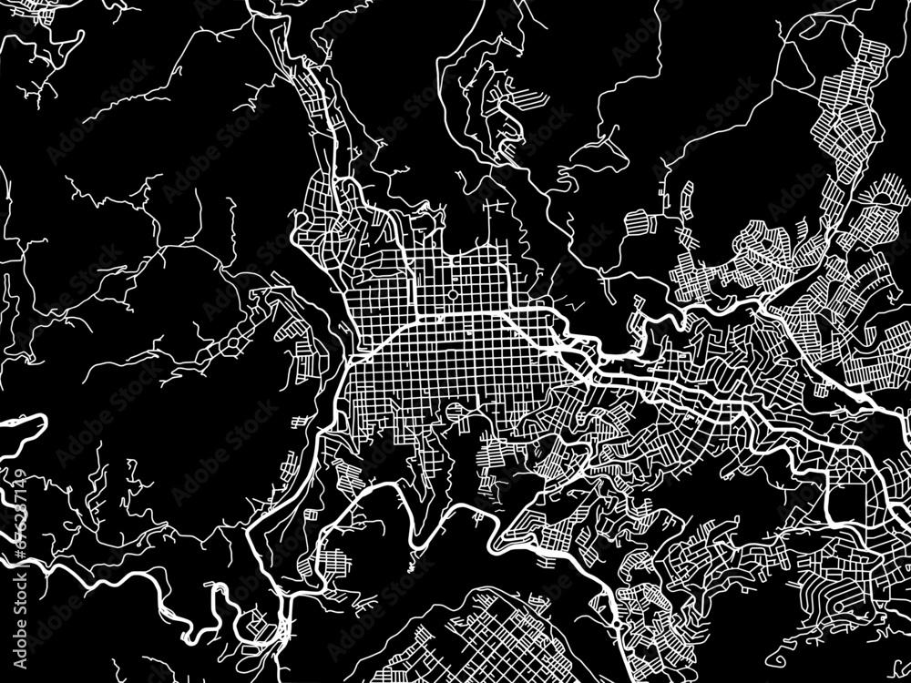 Vector road map of the city of Manizales in Colombia with white roads ...