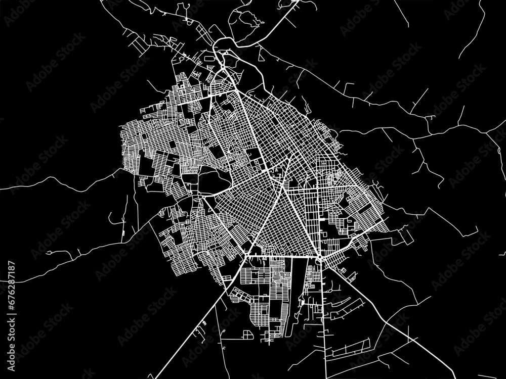 Vector road map of the city of Valledupar in Colombia with white roads ...