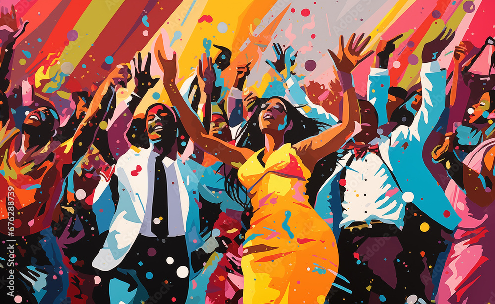 Lively and vibrant pop art scene capturing the joy and energy of ...